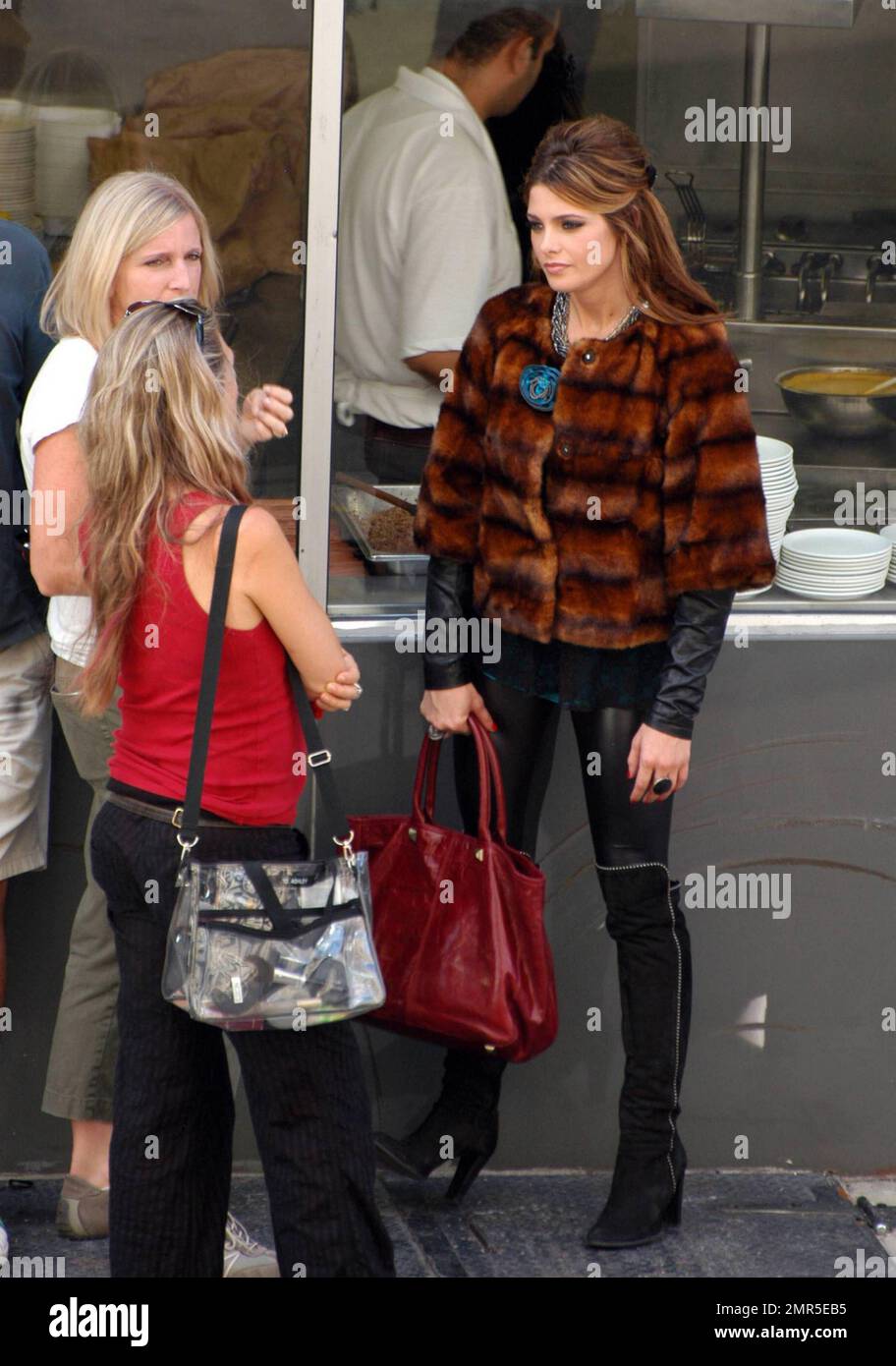 EXCLUSIVE!! Ashley Greene dons thigh high suede boots and a fur coat ...
