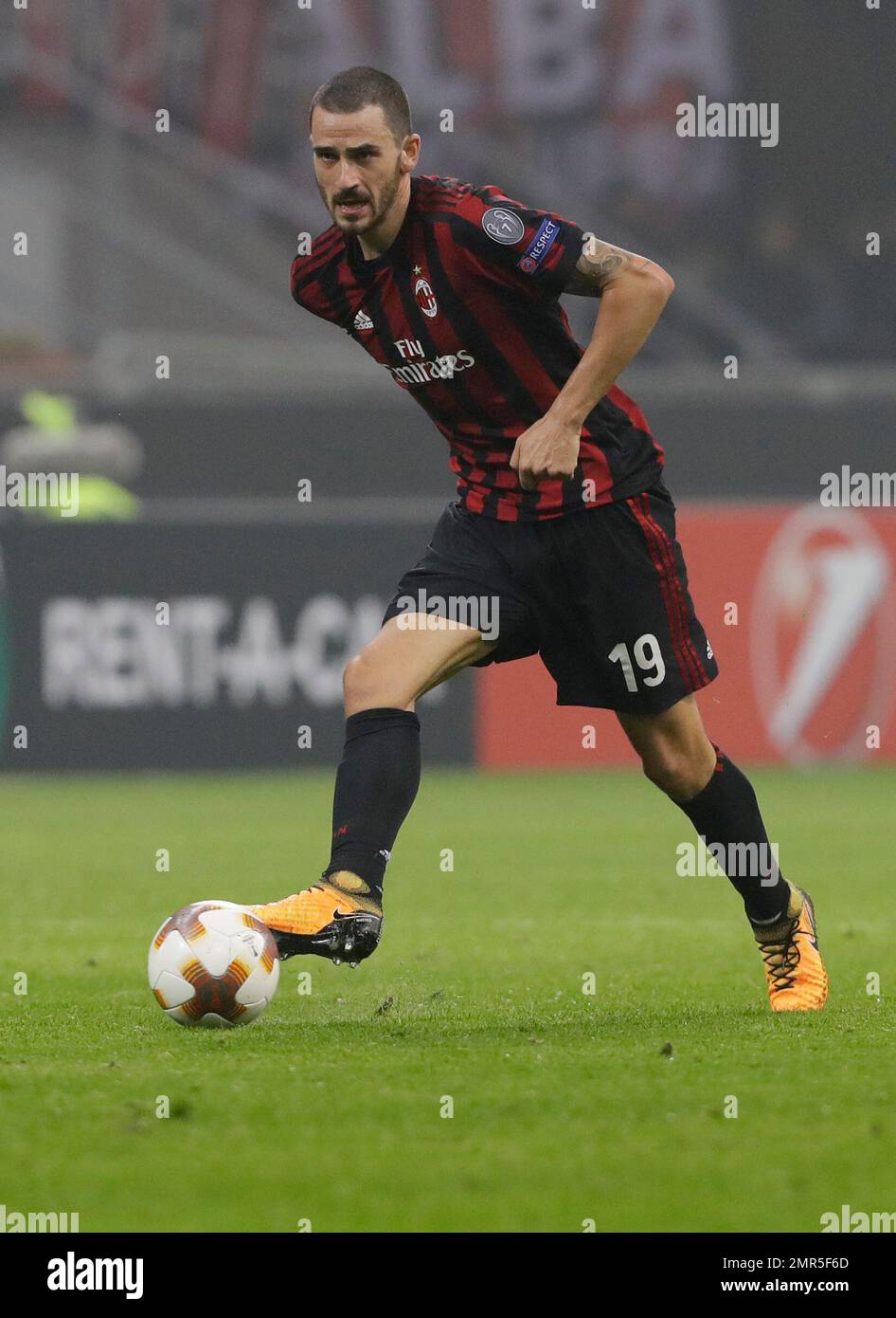 AC Milan's Leonardo Bonucci controls the ball during the Europa League soccer match between AC ...