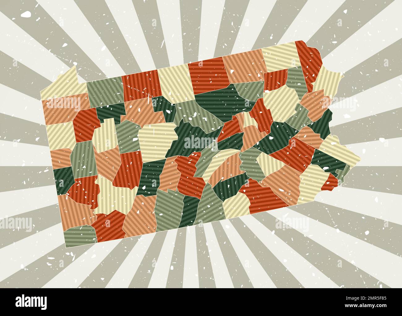 Pennsylvania vintage map. Grunge poster with map of the us state in ...