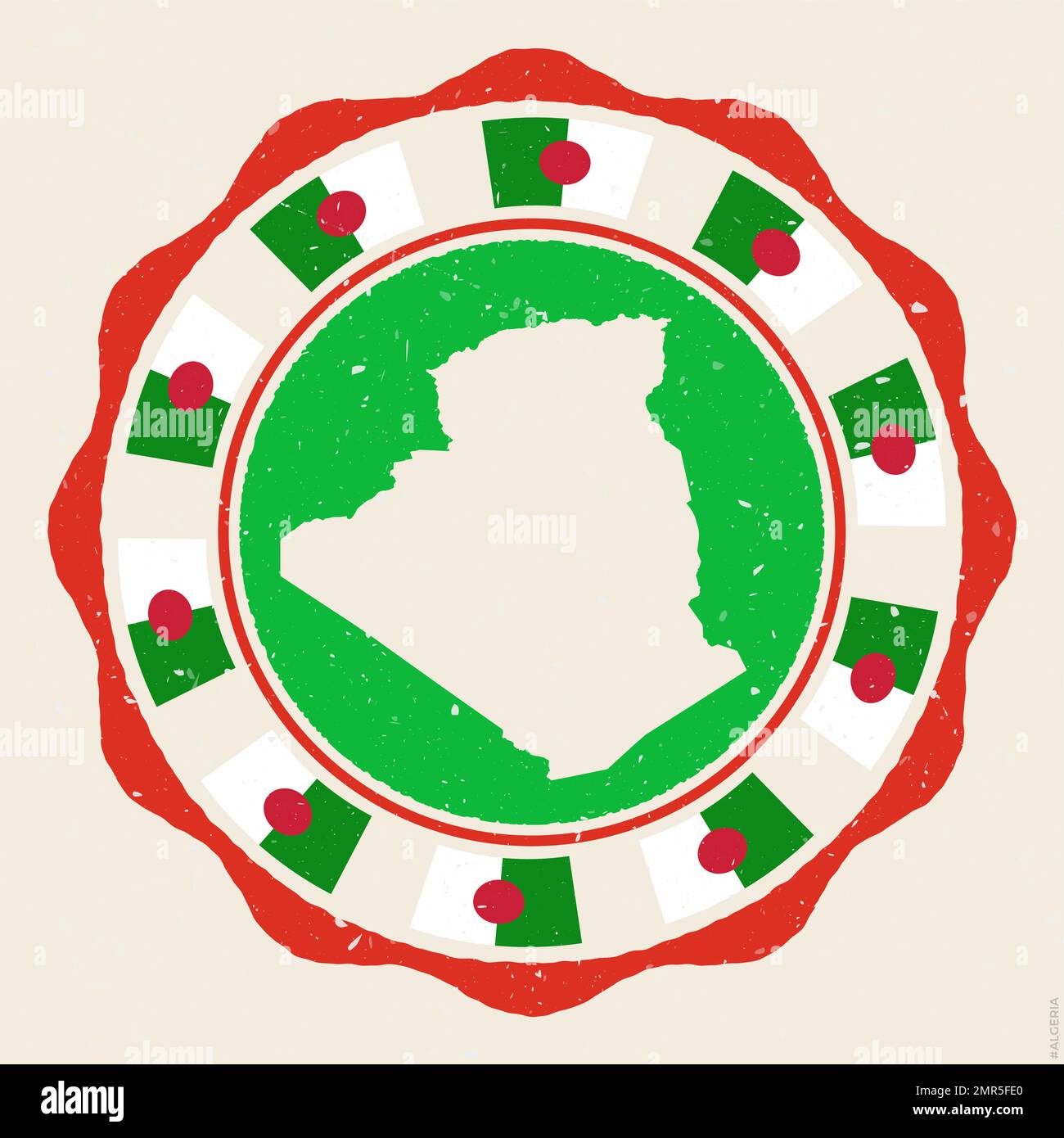 Algeria vintage sign. Grunge round logo with map and flags of Algeria ...