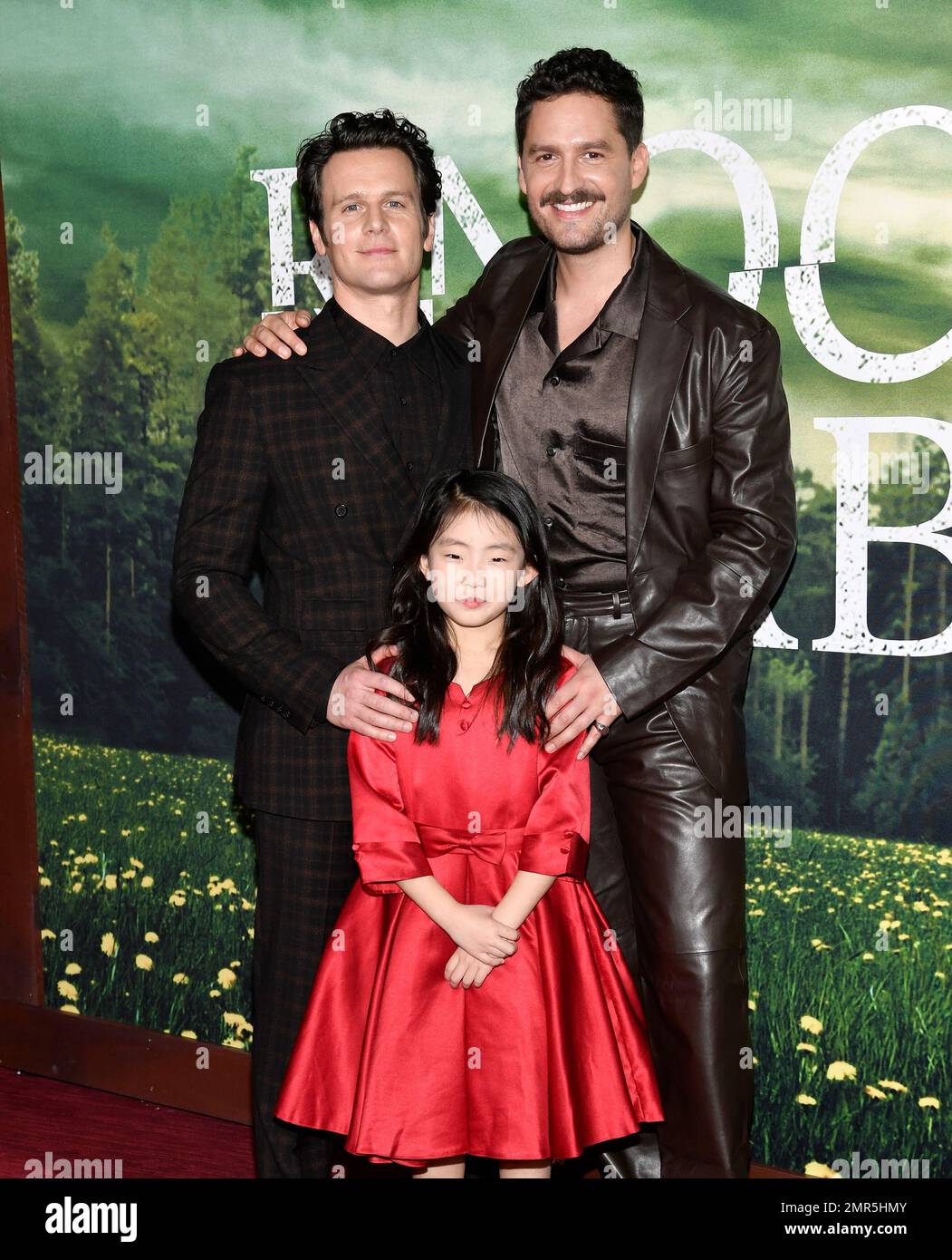 Jonathan Groff, left, Kristen Cui and Ben Aldridge attend the "Knock at ...
