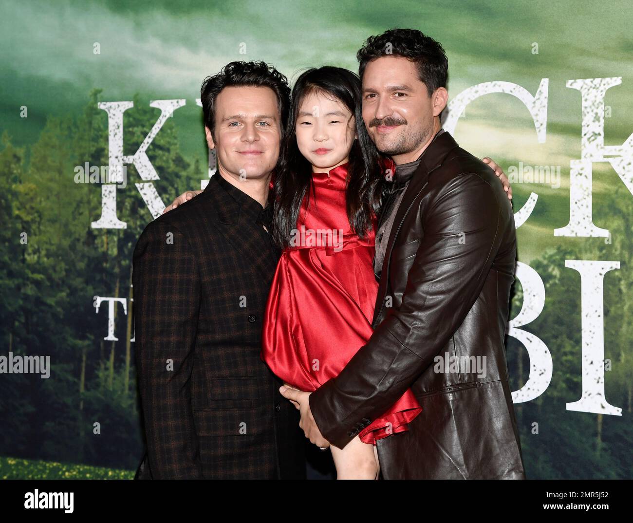 Jonathan Groff, left, Kristen Cui and Ben Aldridge attend the "Knock at ...