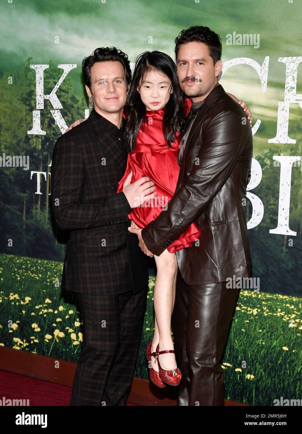 Jonathan Groff, left, Kristen Cui and Ben Aldridge attend the "Knock at ...