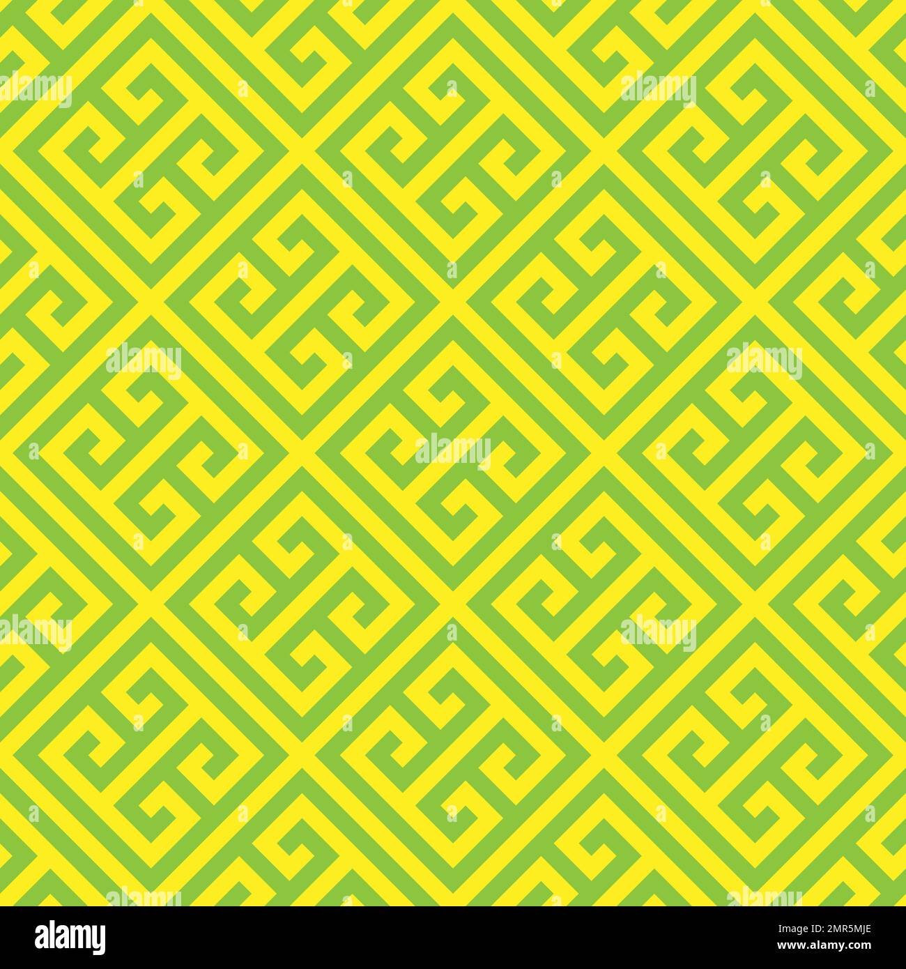 Greek key seamless pattern background in green and yellow. Vintage and ...