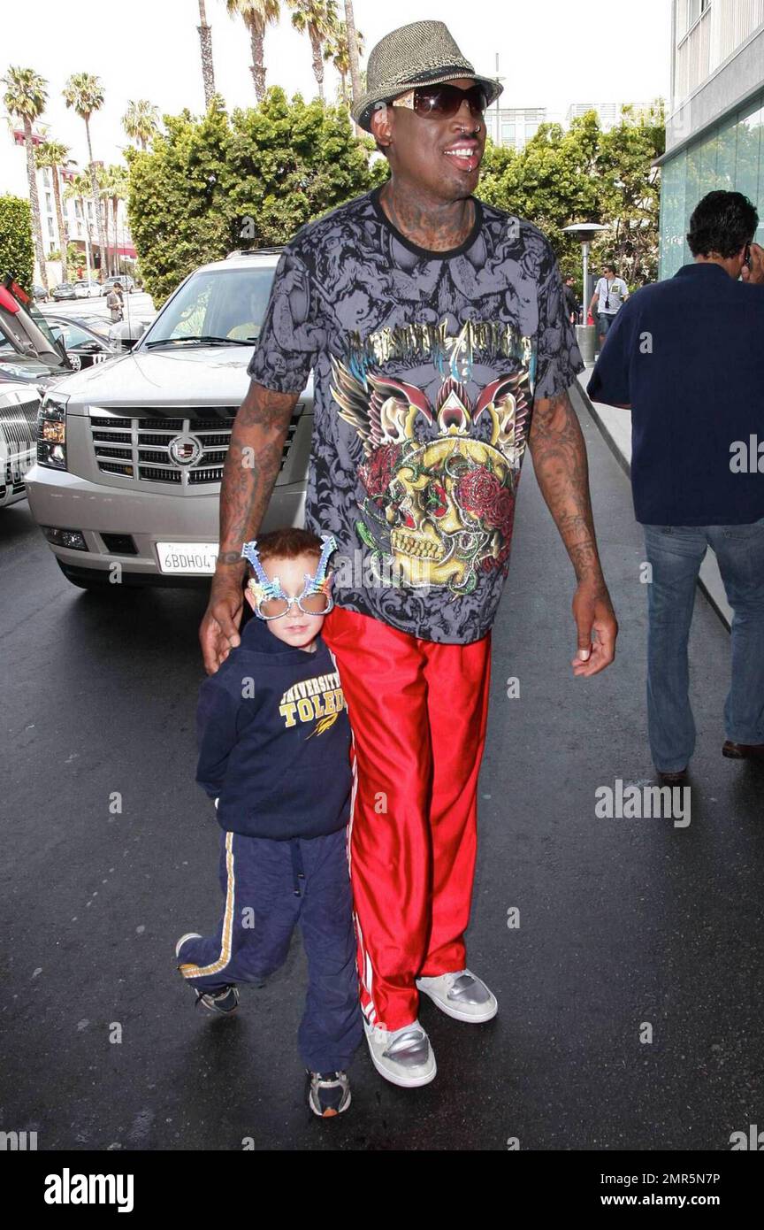 Exclusive!! Dennis Rodman shows up to the Viceroy Hotel for a driver's ...