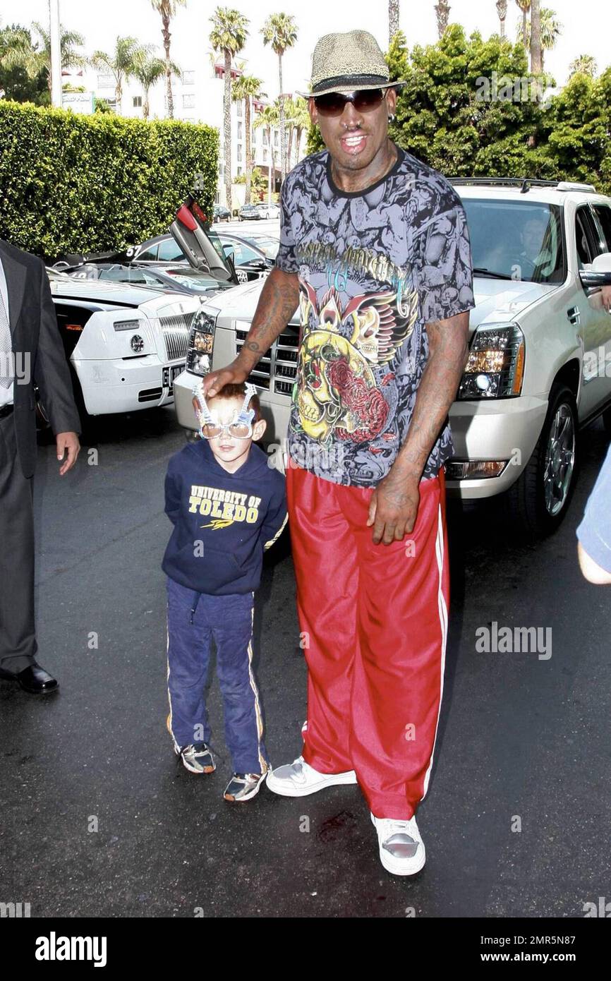 Exclusive!! Dennis Rodman shows up to the Viceroy Hotel for a driver's ...