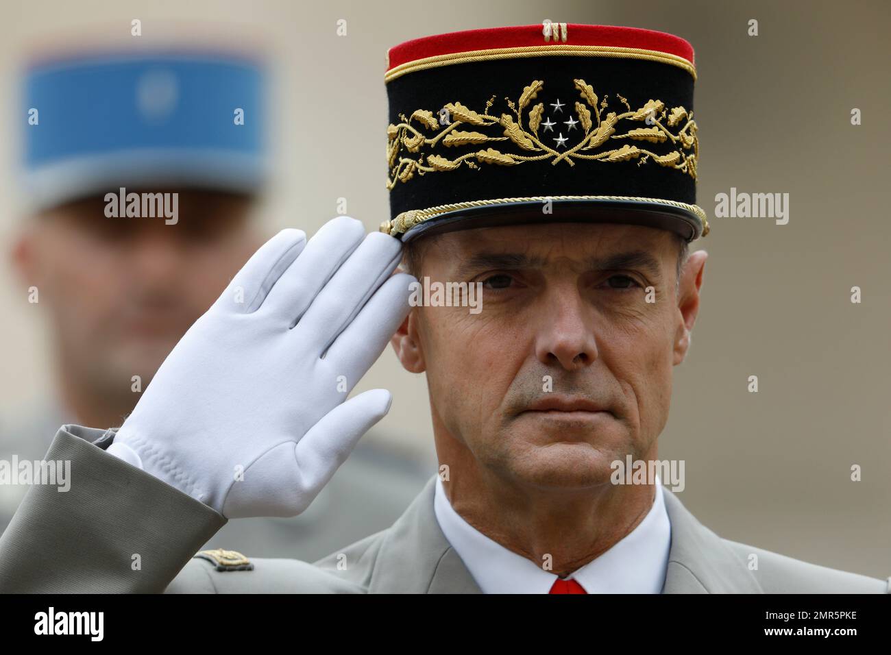 French Army General Bruno Le Ray, military governor of Paris, during a ...