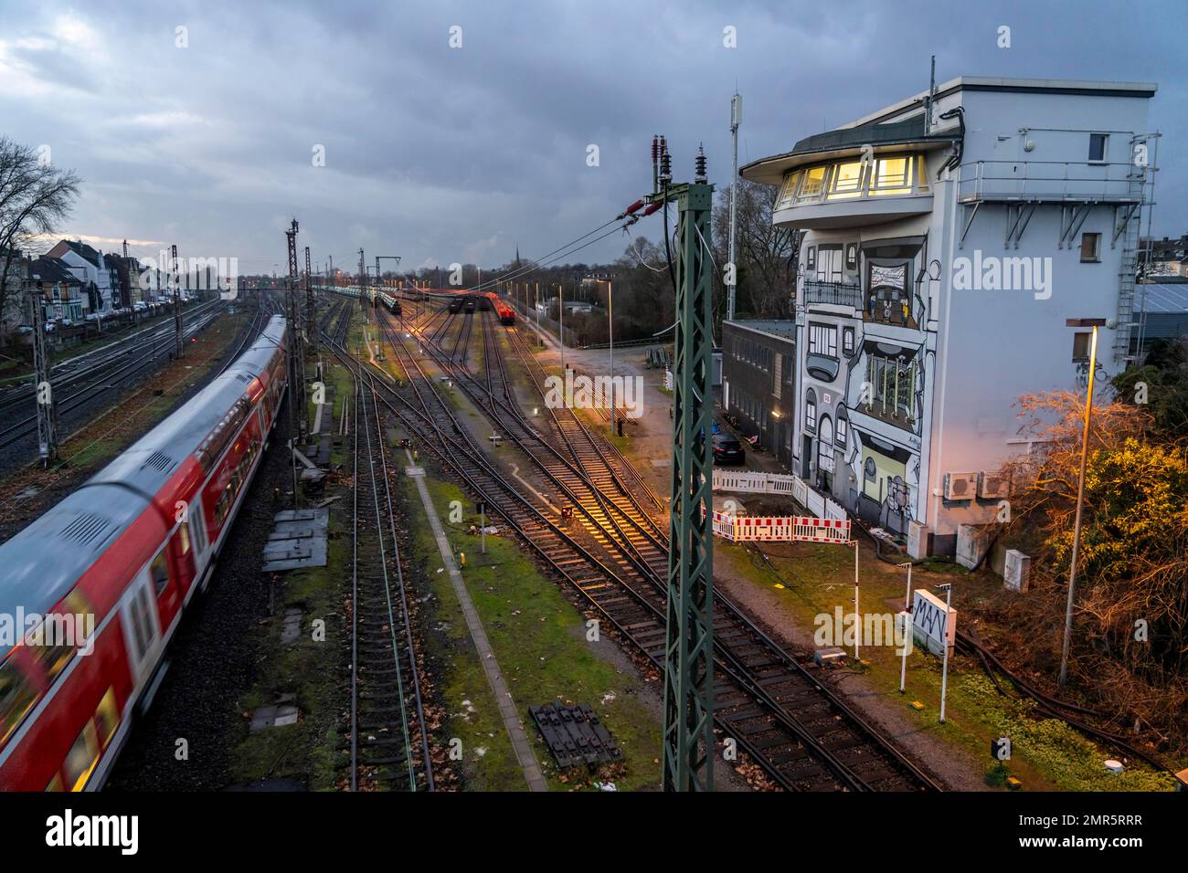 The Deutsche Bahn AG signal box in Mülheim-Styrum, controls train ... The Deutsche Bahn AG signal box in Mülheim-Styrum, controls train ...