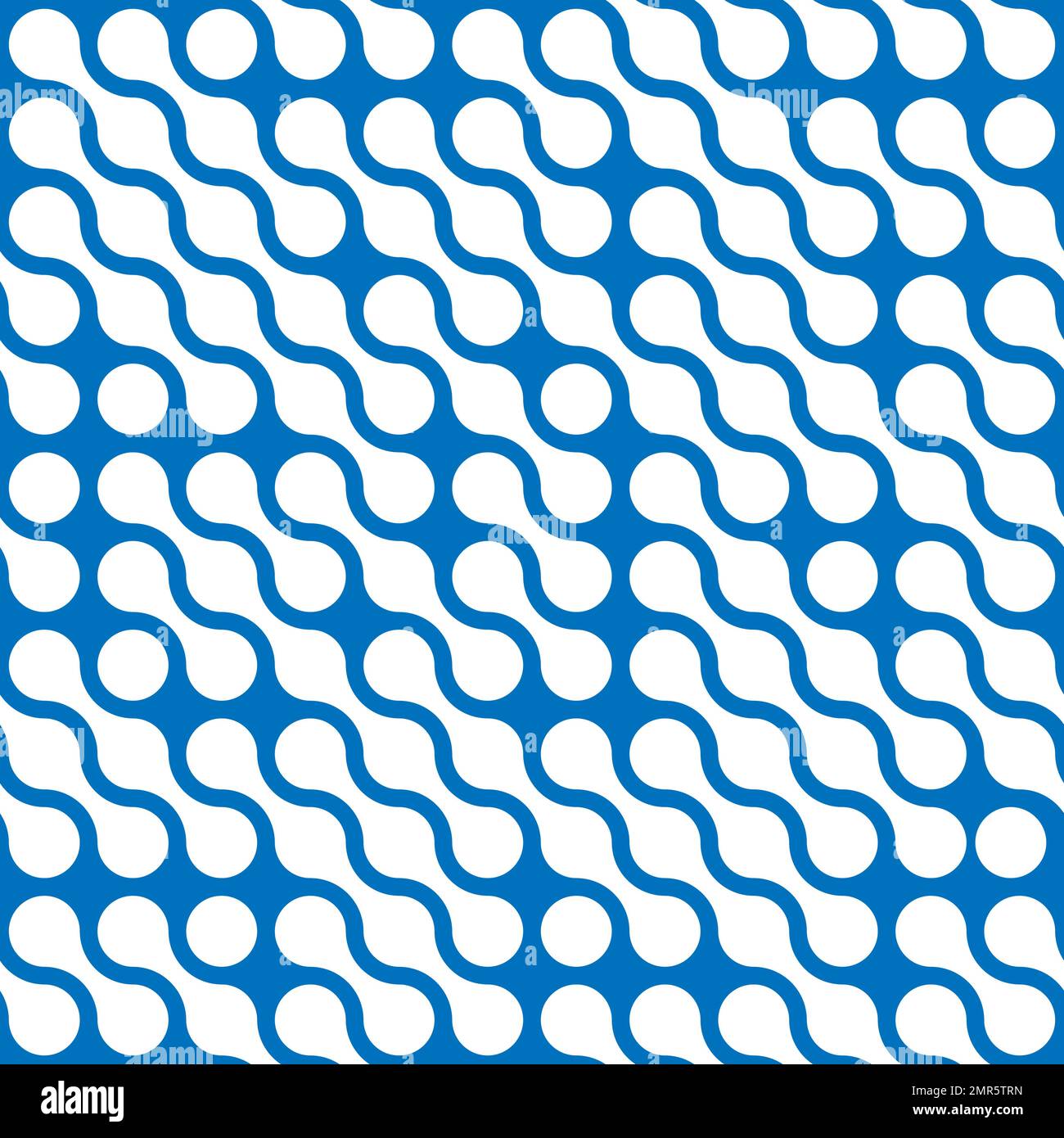 Abstract background of white connected dots in diagonal arrangement on blue background. Seamless ...