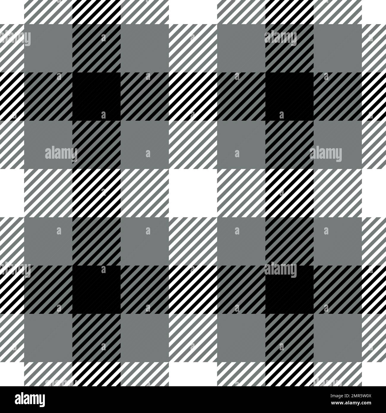 Lumberjack plaid pattern in black and white. Seamless vector pattern ...
