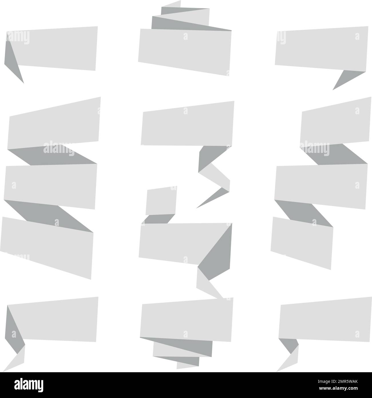 Folded ribbon banner set. Collection of grey label templates. Vector ...