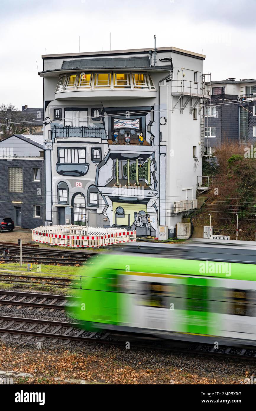 The Deutsche Bahn AG signal box in Mülheim-Styrum, controls train ...
