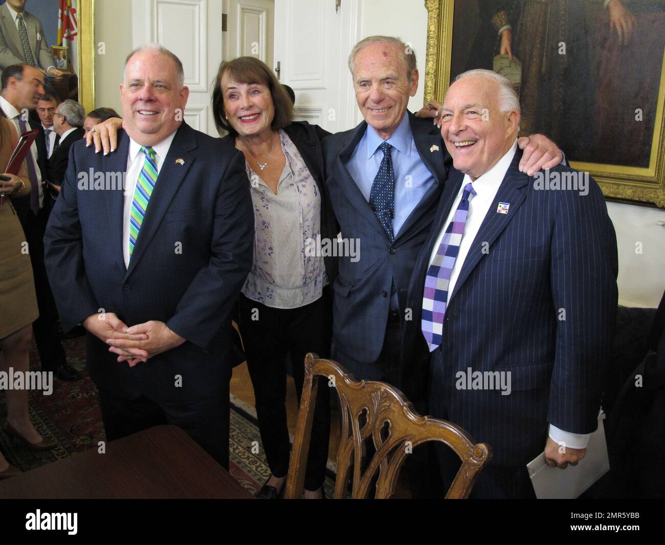 Maryland Gov. Larry Hogan, left, poses with Goody Finkelstein, former ...