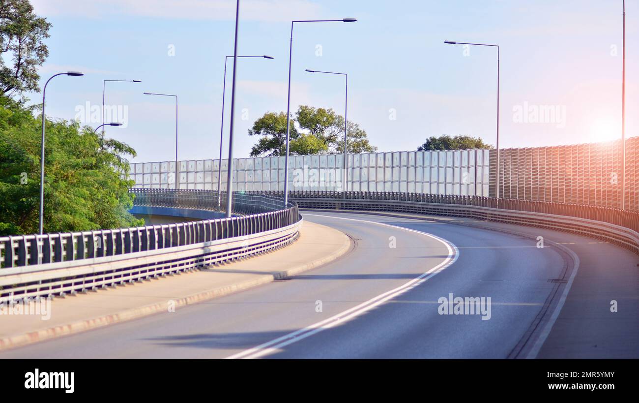 Soundproof shield. High noise insulation panels on the road Stock Photo ...