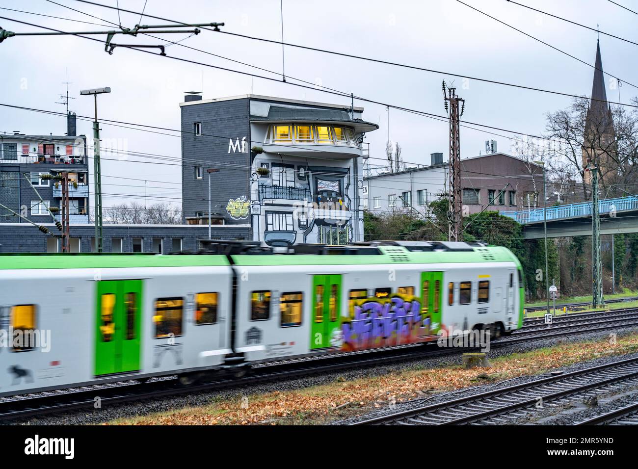 The Deutsche Bahn AG signal box in Mülheim-Styrum, controls train ... The Deutsche Bahn AG signal box in Mülheim-Styrum, controls train ...