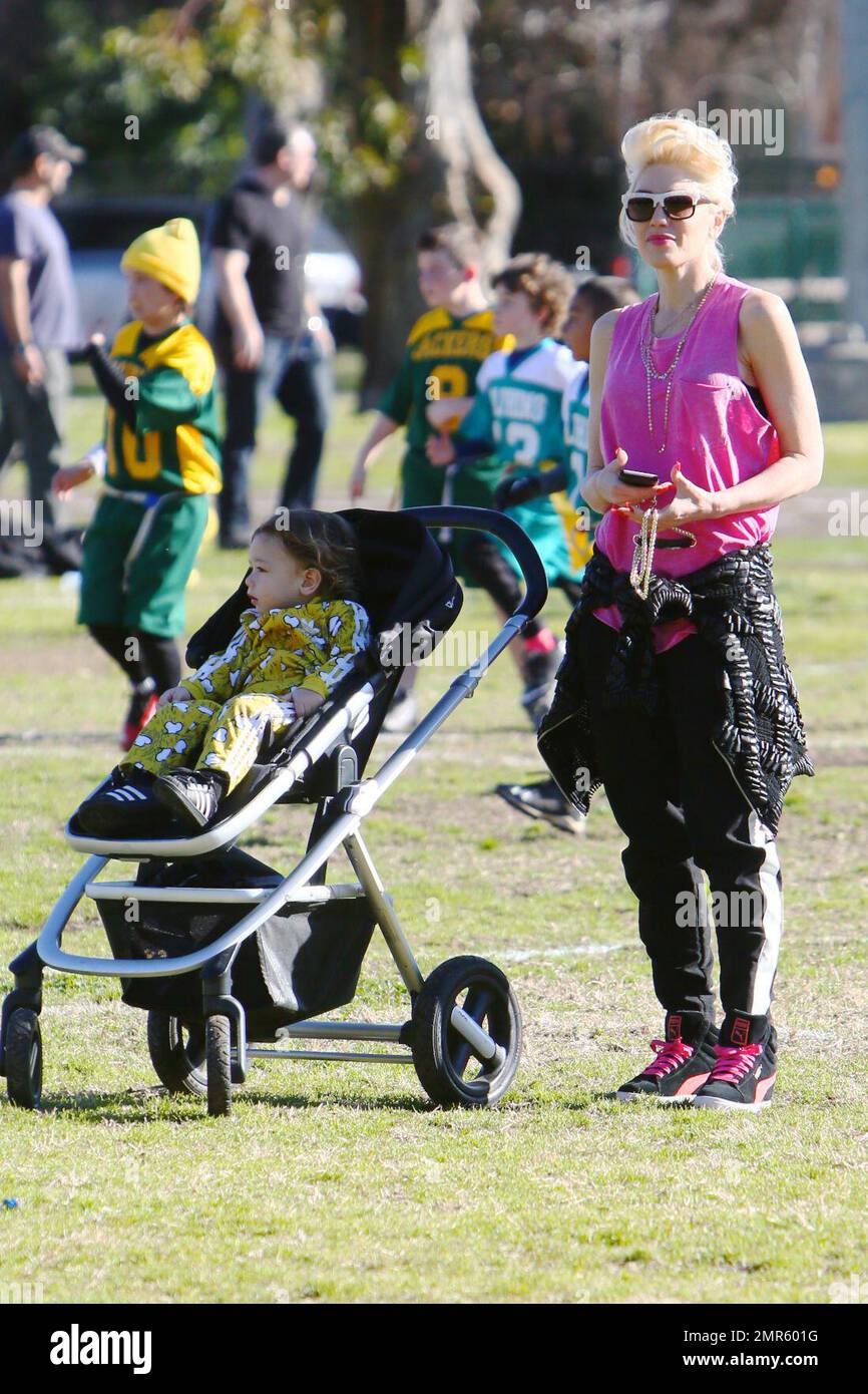 Gewn Stefani brought the kids to the park to watch her son play flag ...