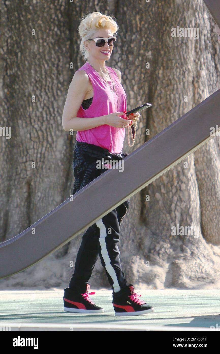 Gewn Stefani brought the kids to the park to watch her son play flag ...