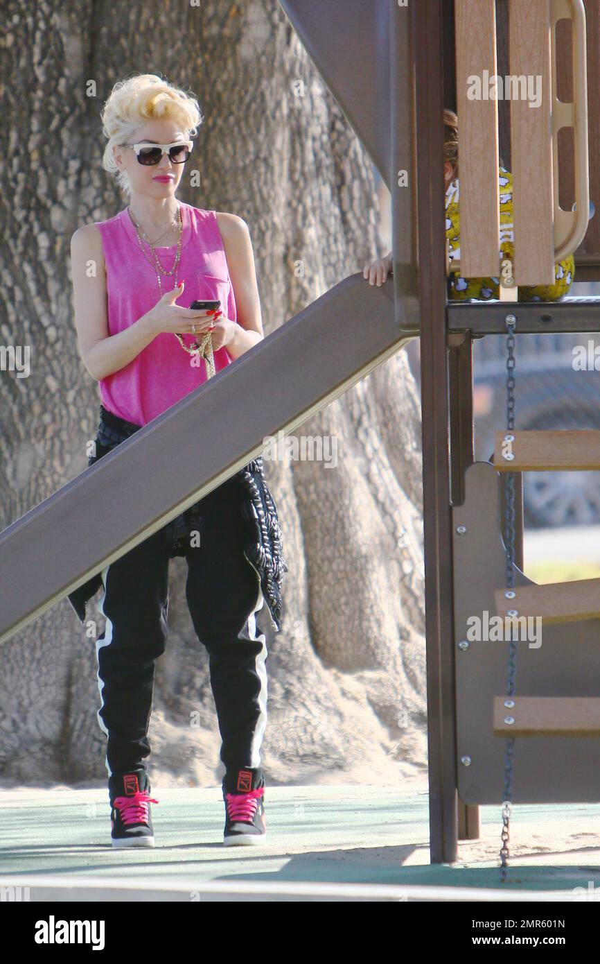 Gewn Stefani brought the kids to the park to watch her son play flag ...