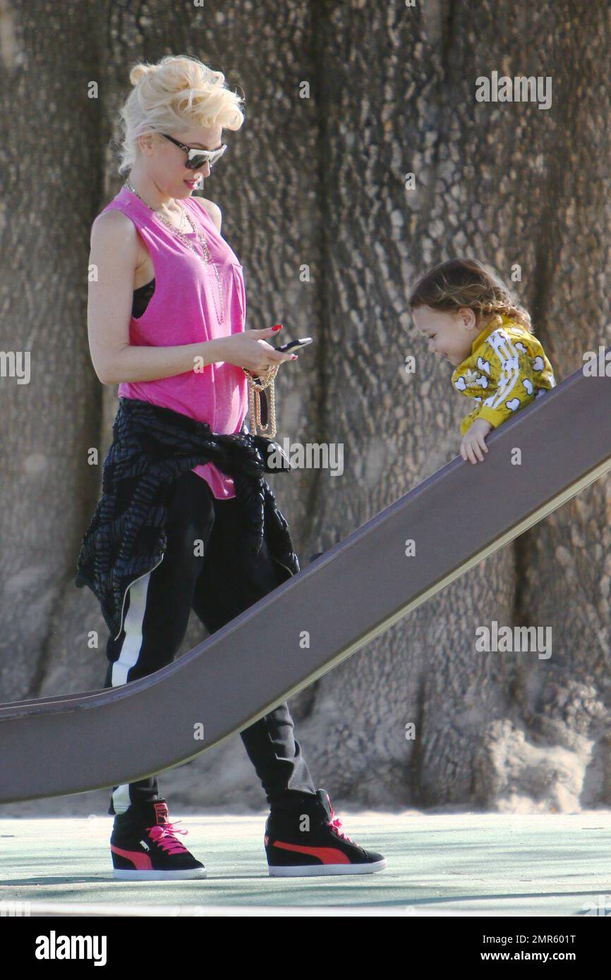 Gewn Stefani brought the kids to the park to watch her son play flag ...