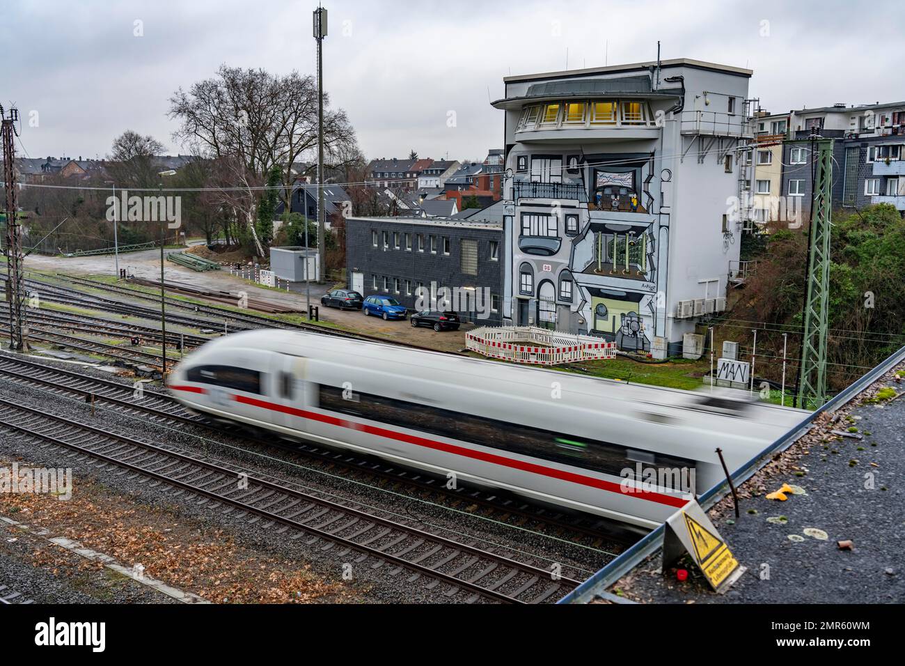 The Deutsche Bahn AG signal box in Mülheim-Styrum, controls train ... The Deutsche Bahn AG signal box in Mülheim-Styrum, controls train ...