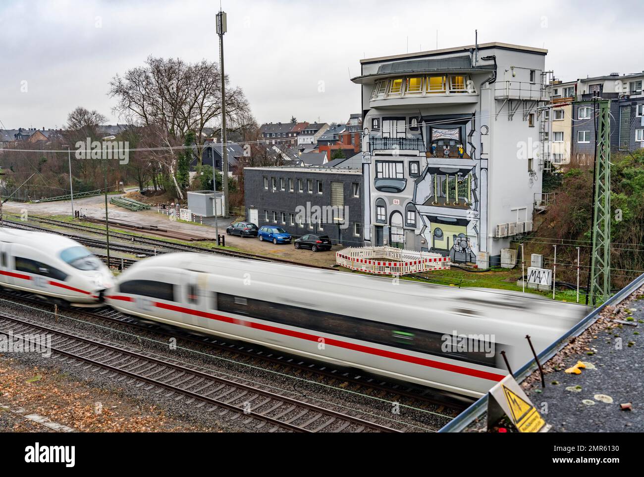 The Deutsche Bahn AG signal box in Mülheim-Styrum, controls train ...