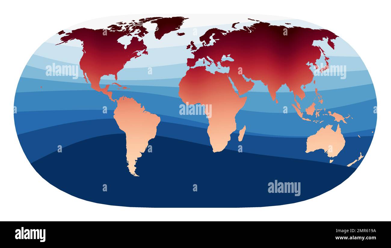 World Map Vector. Natural Earth II projection. World in red orange ...