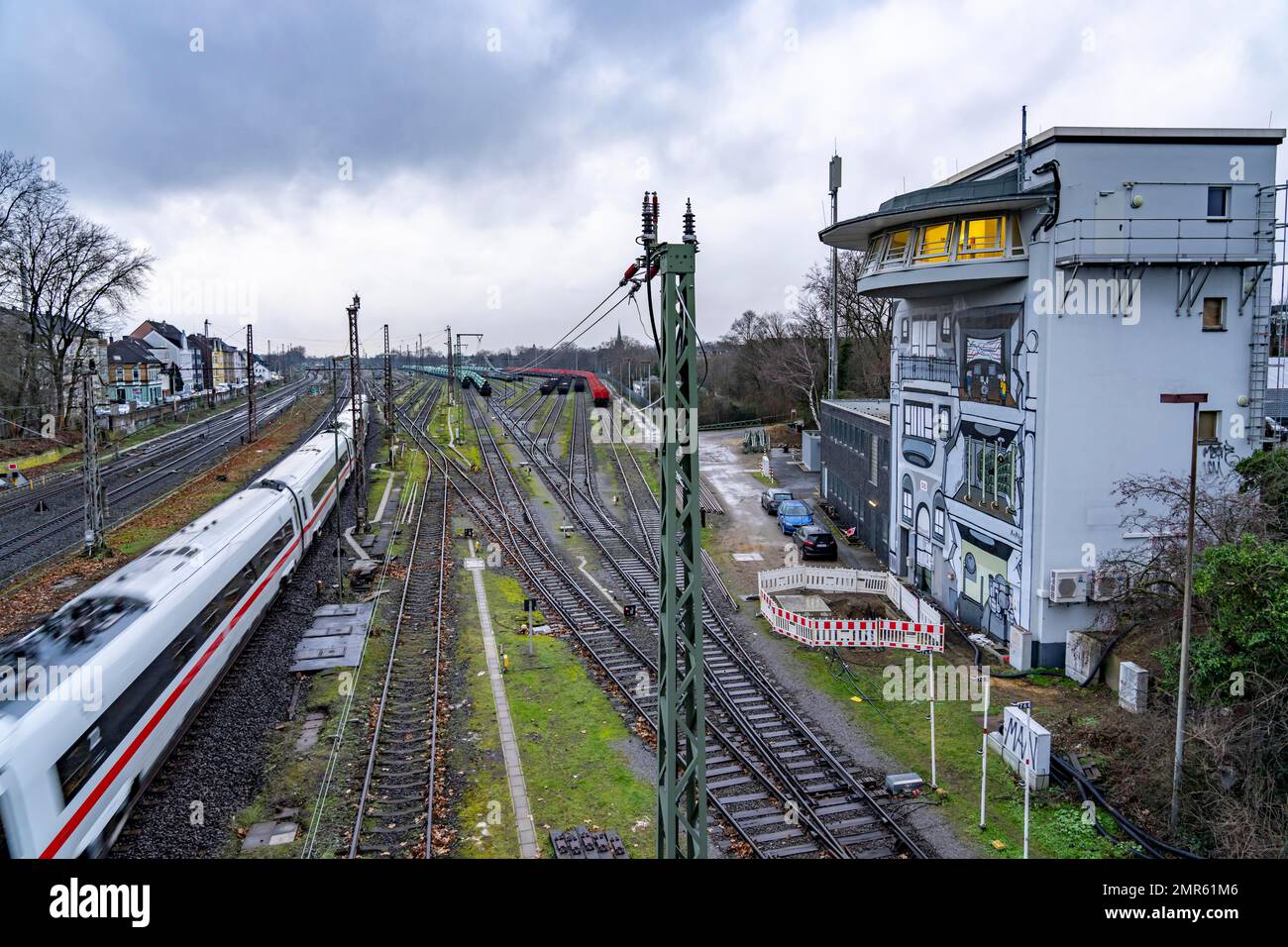 The Deutsche Bahn AG signal box in Mülheim-Styrum, controls train ...