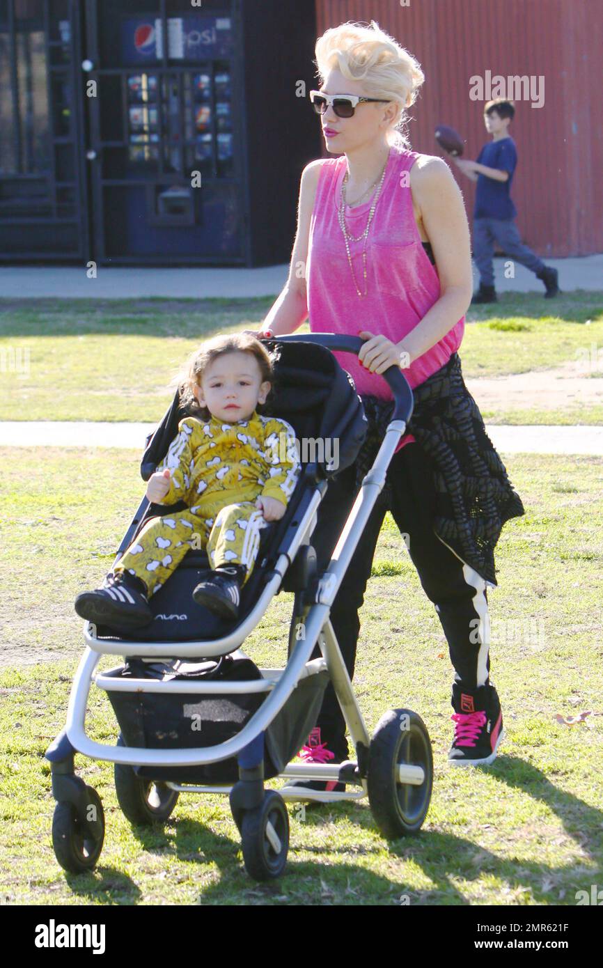 Gewn Stefani brought the kids to the park to watch her son play flag ...