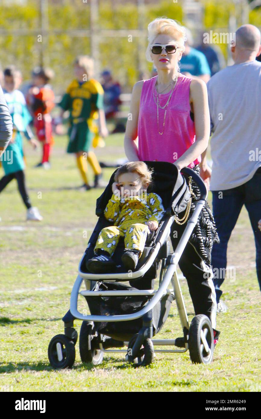 Gewn Stefani brought the kids to the park to watch her son play flag ...
