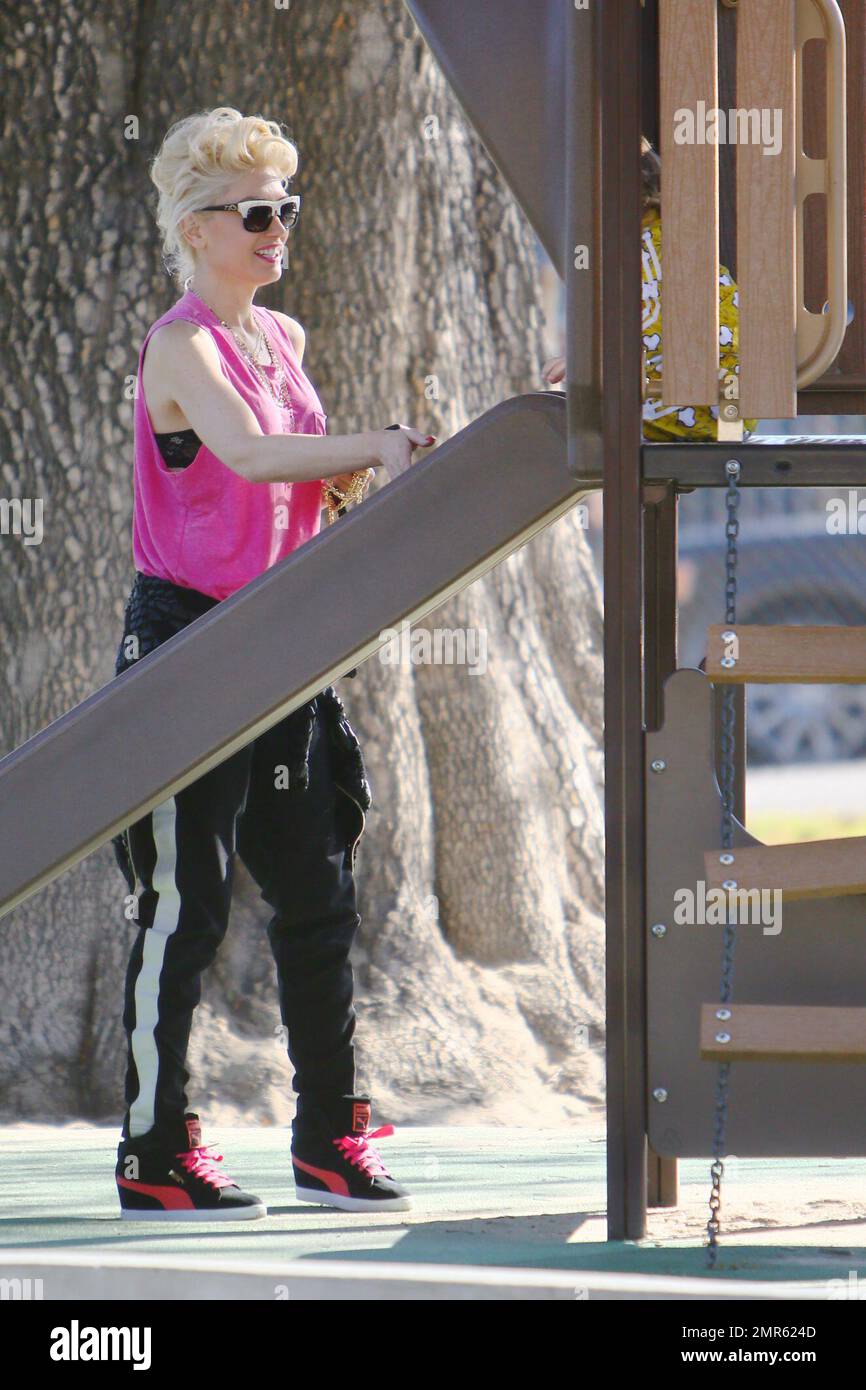 Gewn Stefani brought the kids to the park to watch her son play flag ...