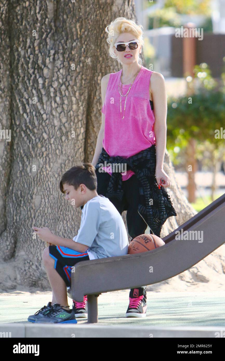 Gewn Stefani brought the kids to the park to watch her son play flag ...