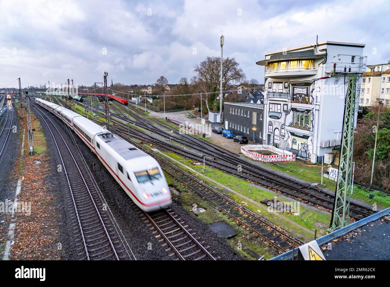 The Deutsche Bahn AG signal box in Mülheim-Styrum, controls train ...