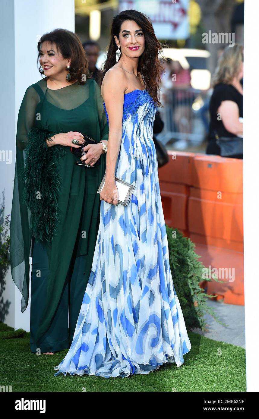 Amal Clooney, right, and her mother, Baria Alamuddin, arrive at the Los ...