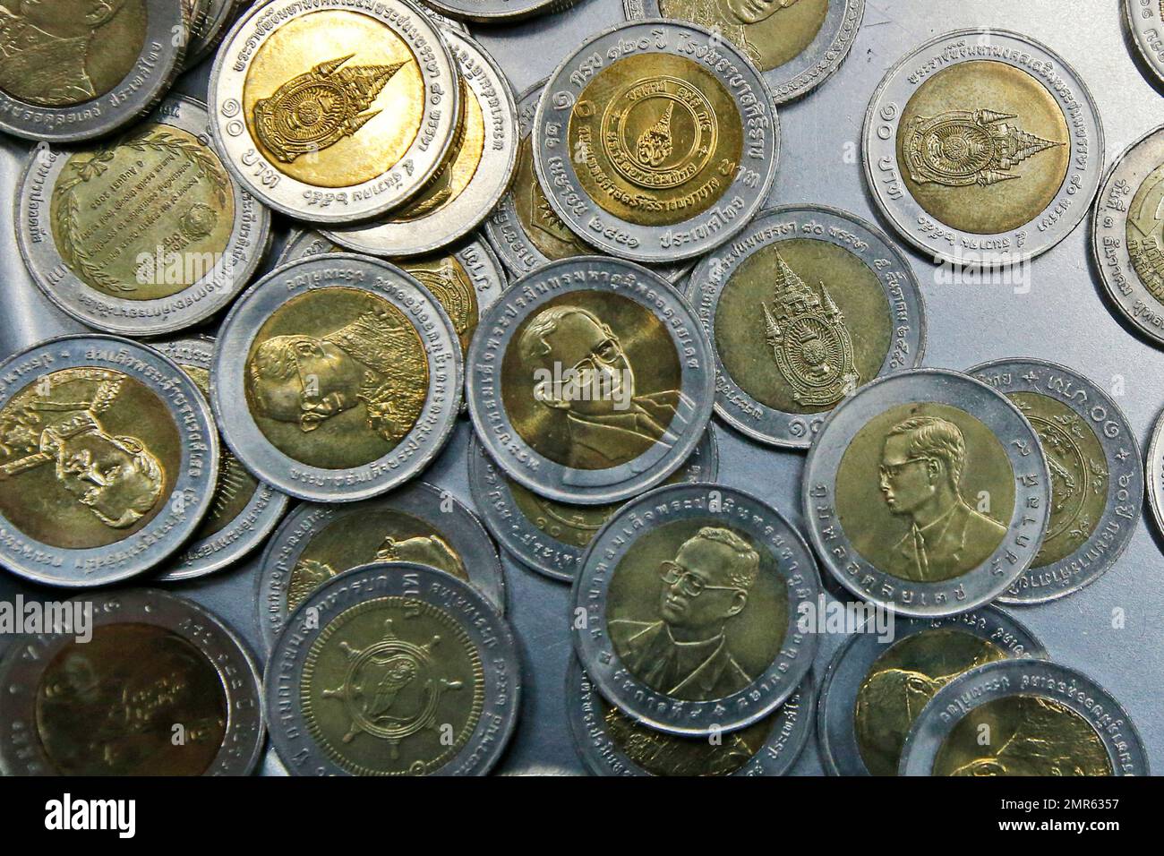 In this Oct. 17, 2017, photo, a collection of commemorative coins ...