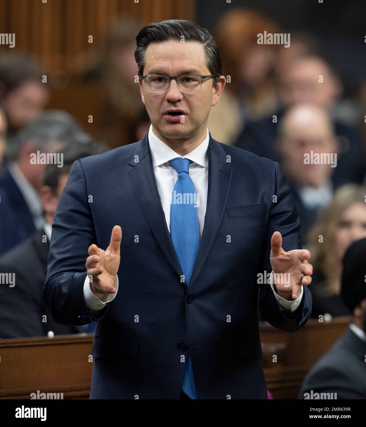 Conservative leader Pierre Poilievre rises during Question Period ...