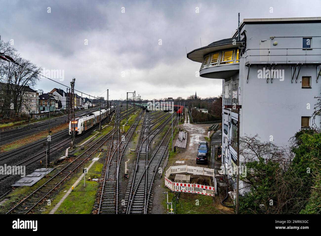 The Deutsche Bahn AG signal box in Mülheim-Styrum, controls train ...