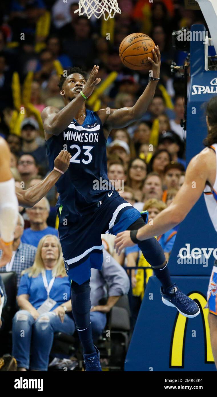 Minnesota Timberwolves forward Jimmy Butler (23) shoots during an NBA ...