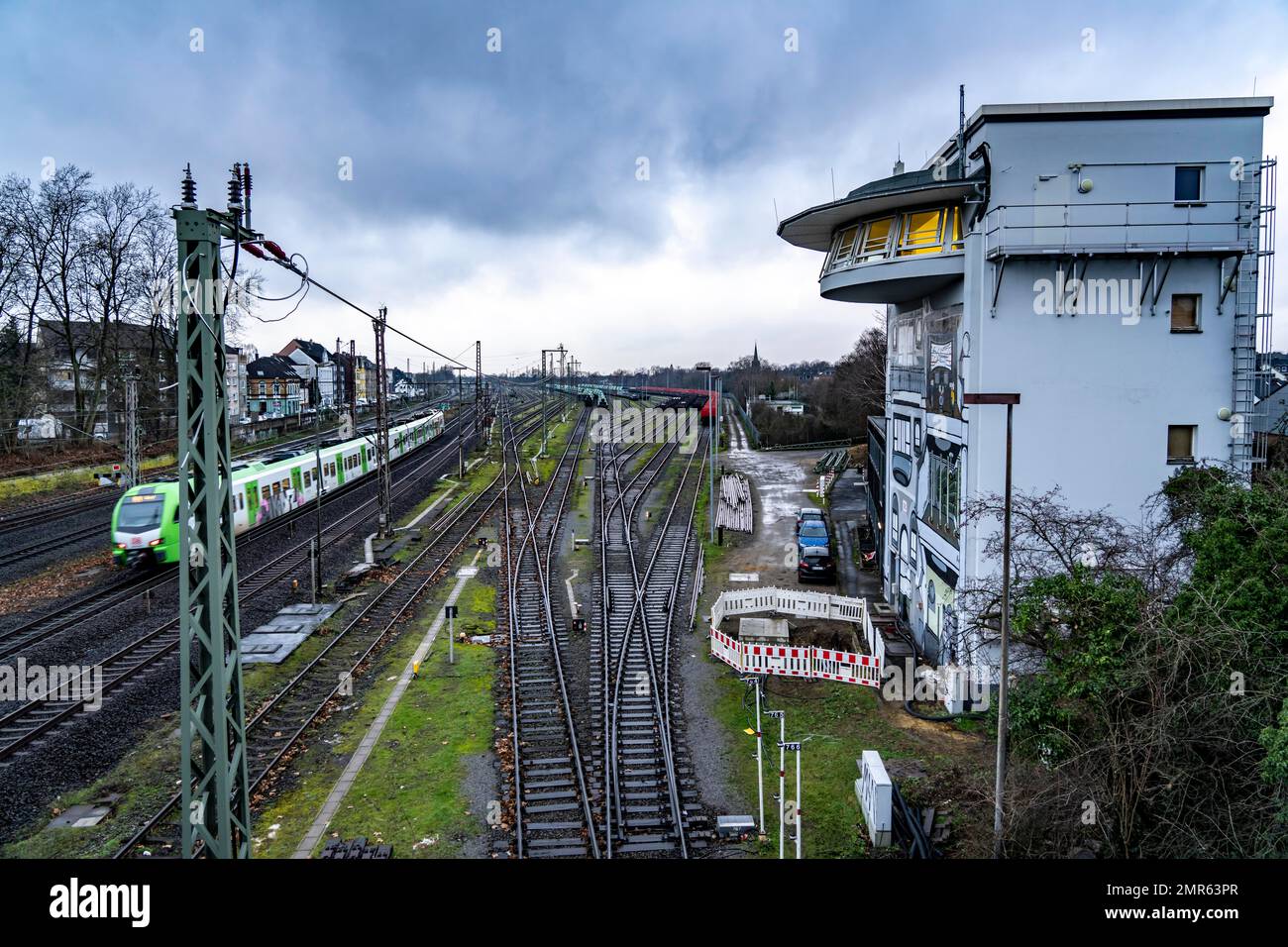 The Deutsche Bahn AG signal box in Mülheim-Styrum, controls train ... The Deutsche Bahn AG signal box in Mülheim-Styrum, controls train ...