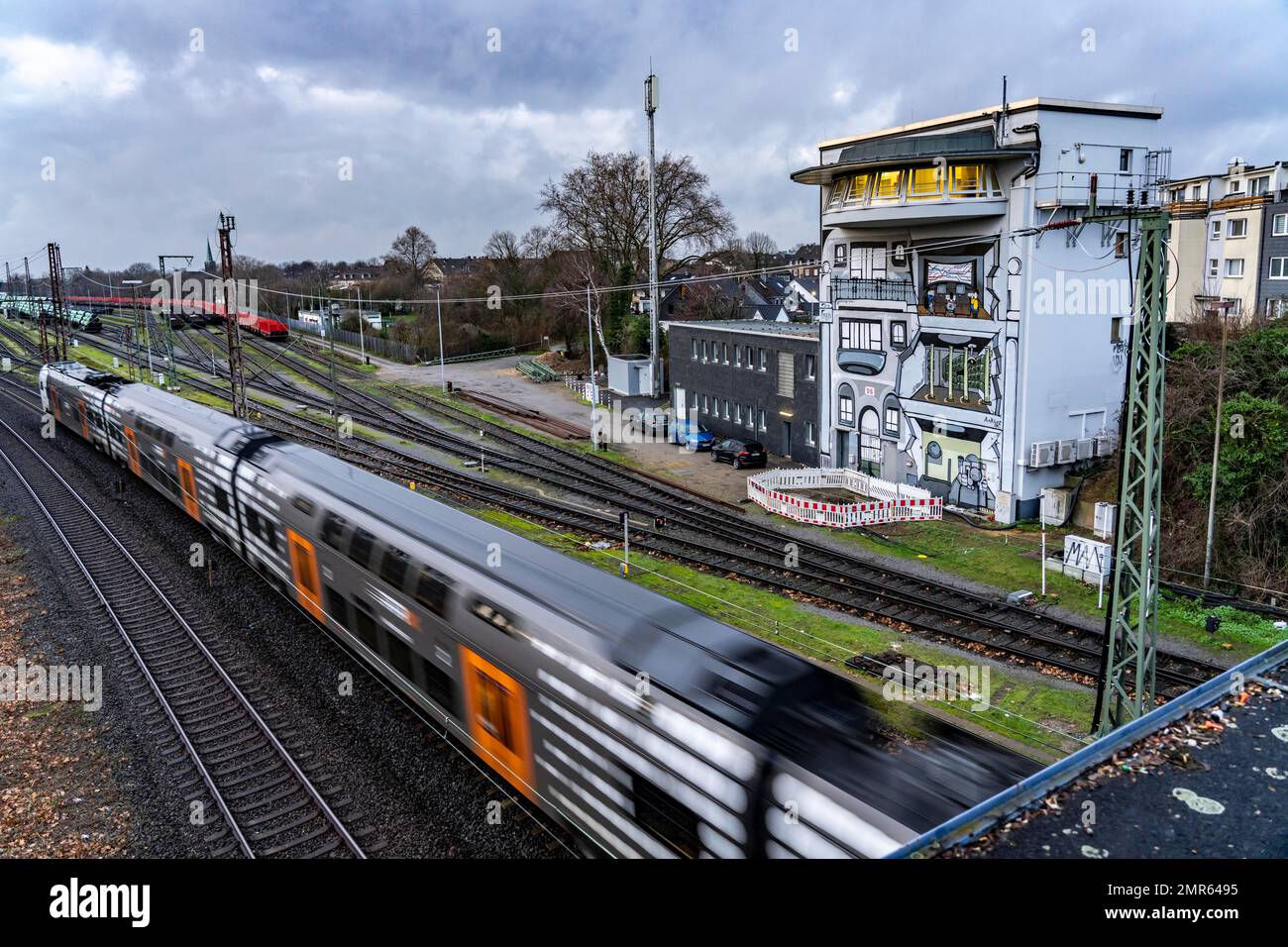 The Deutsche Bahn AG signal box in Mülheim-Styrum, controls train ...