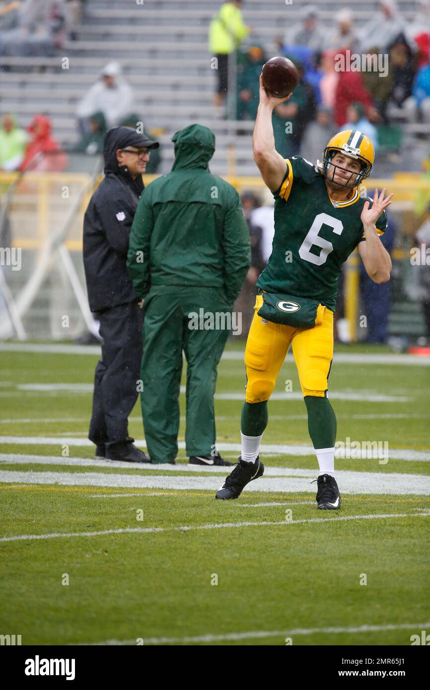 Green Bay Packers quarterback Joe Callahan (6) warms up before an NFL ...