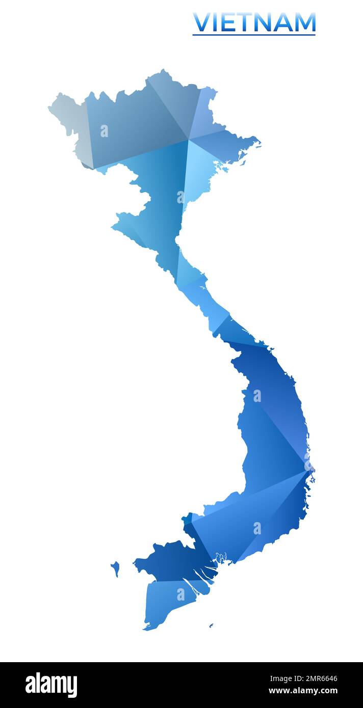 Vector polygonal Vietnam map. Vibrant geometric country in low poly ... Vector polygonal Vietnam map. Vibrant geometric country in low poly ...