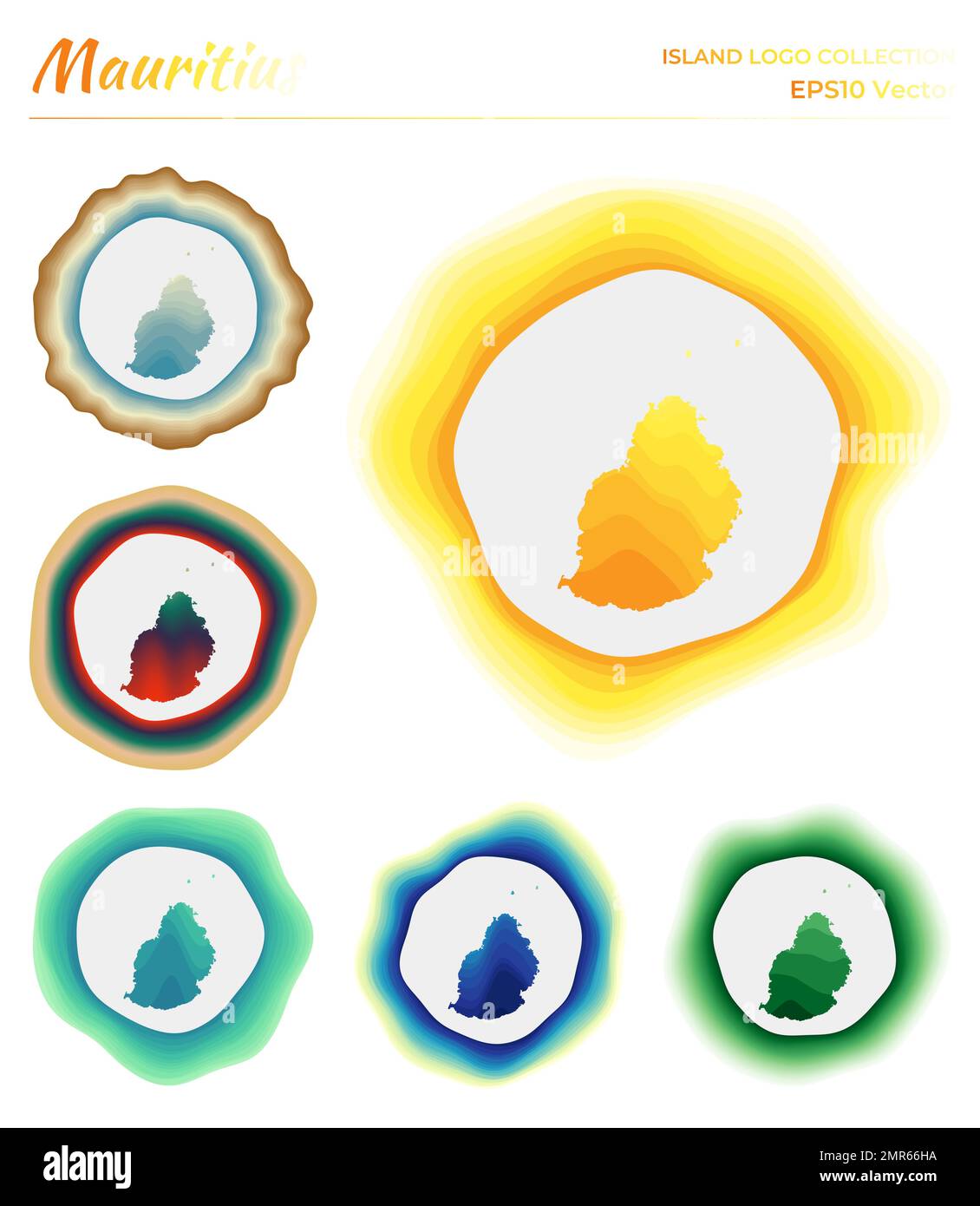 Mauritius logo collection. Colorful badge of the island. Layers around ...