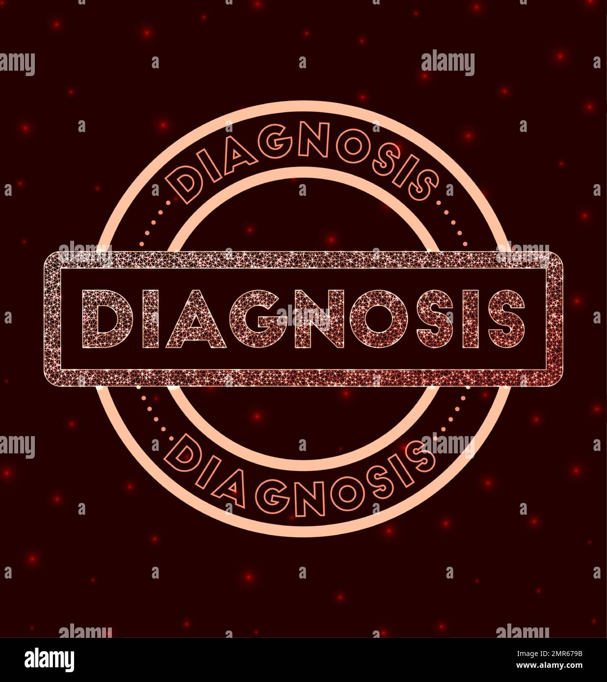 Diagnosis badge. Glowing geometric round diagnosis sign. Vector ...