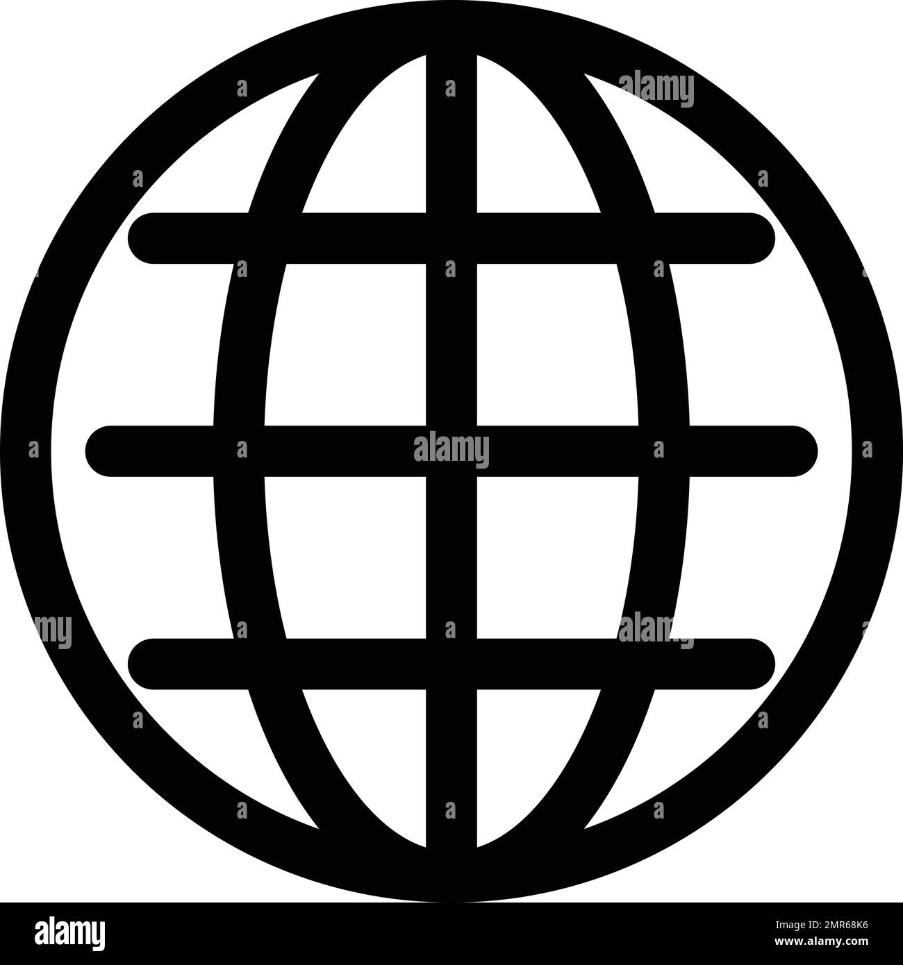 Globe symbol. Planet Earth or internet browser sign. Outline modern design element. Simple black ...