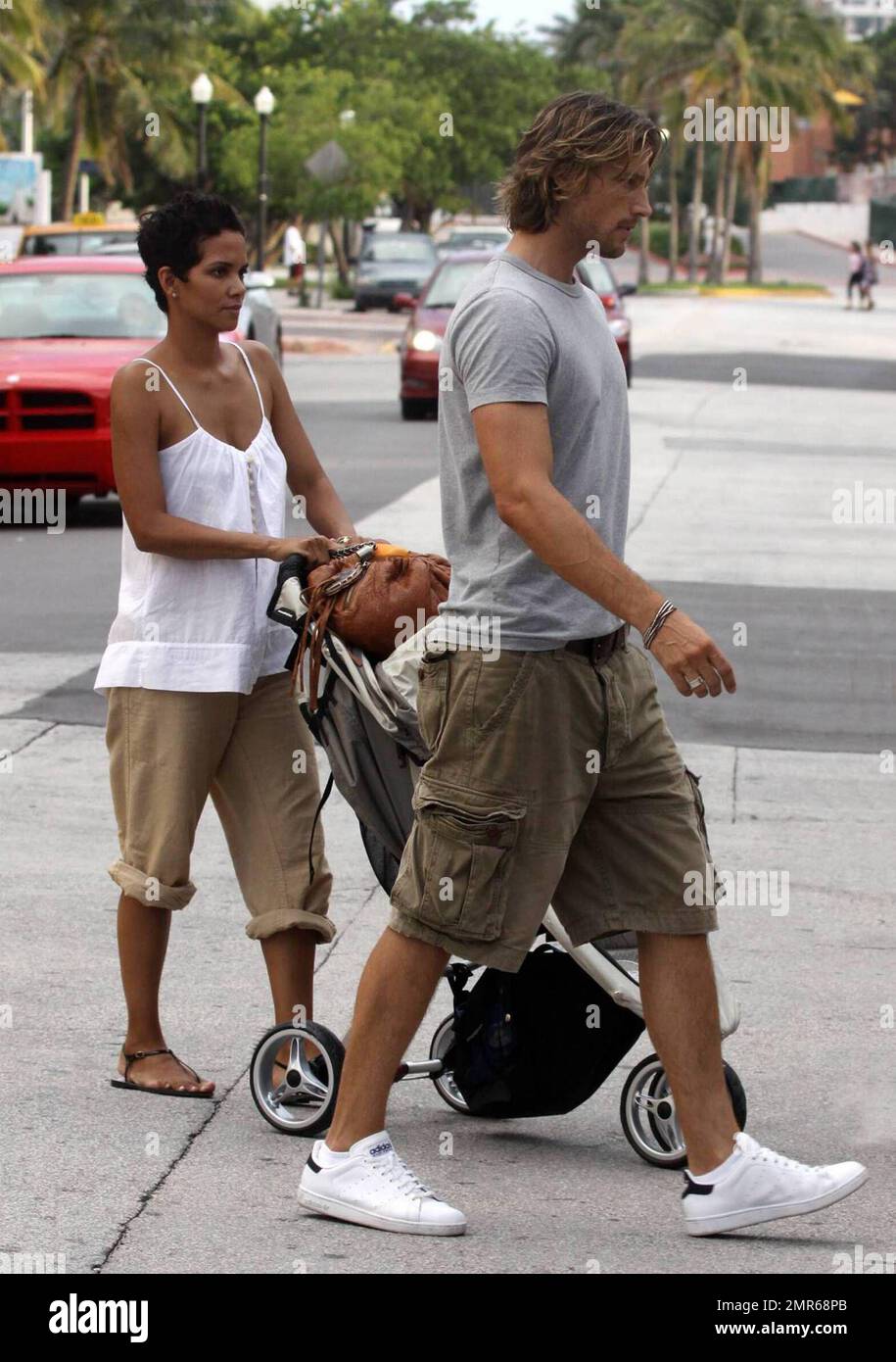 Halle Berry, Gabriel Aubry and daughter Nahla enjoy a night out in Miami. The family dined at ...