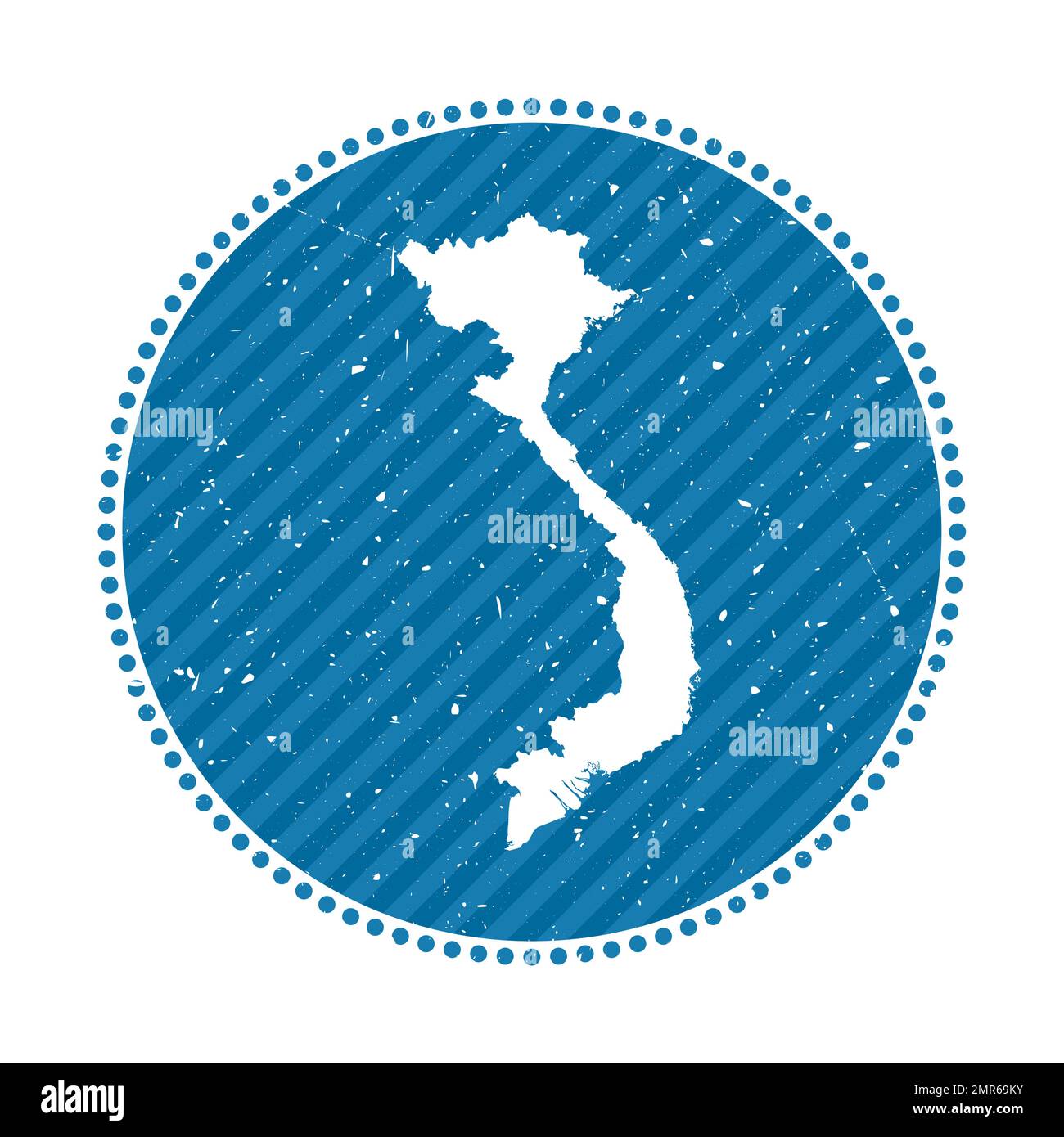Vietnam striped retro travel sticker. Badge with map of country, vector ...