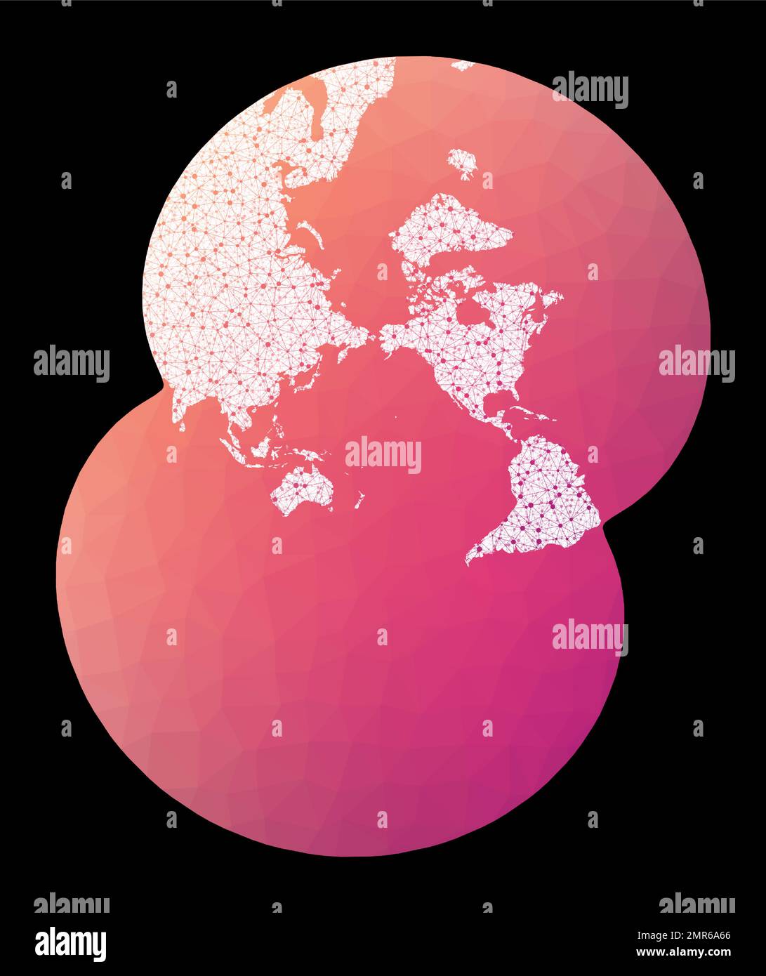 World Network Map Modified Stereographic Projection For The Pacific Ocean Stock Vector Image