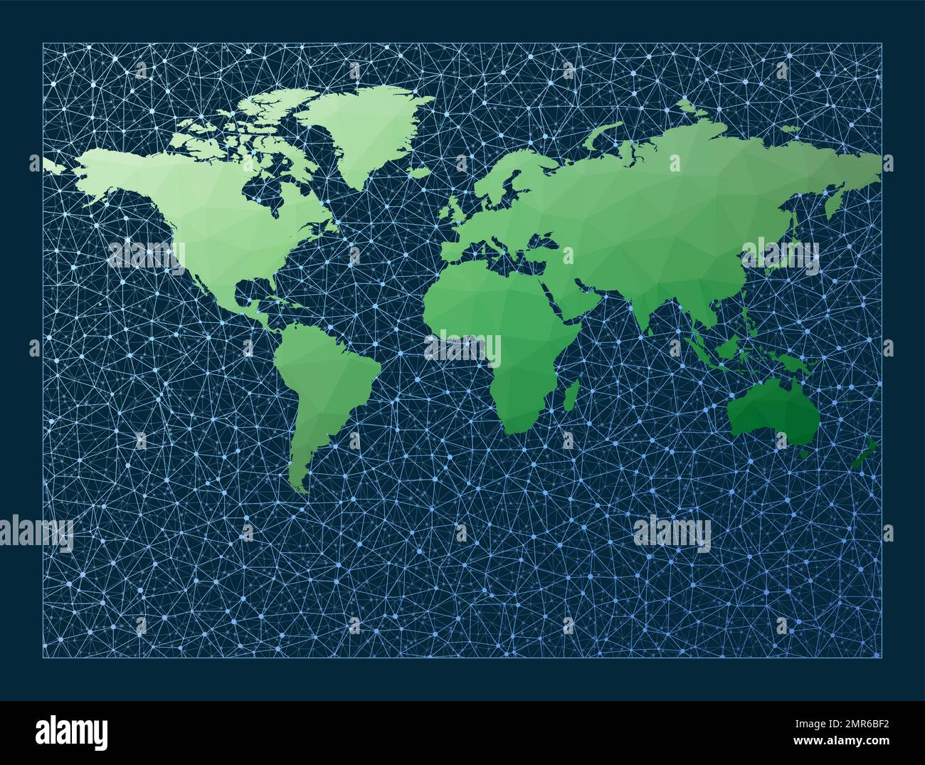 Global Network Miller Projection Green Low Poly World Map With Network Background Neat