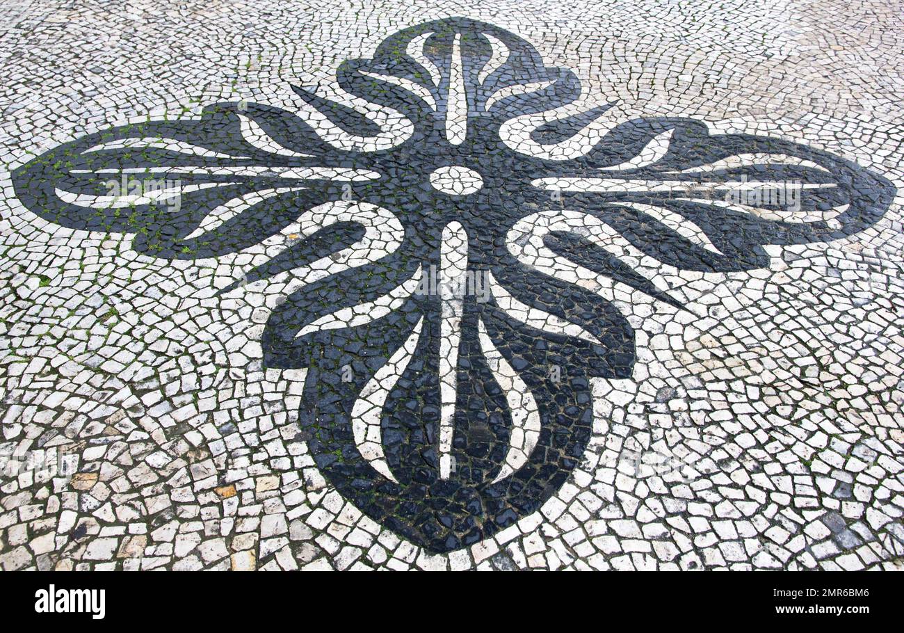 Portugal. Lisbon. Typical portuguese cobblestone hand-made pavement ...