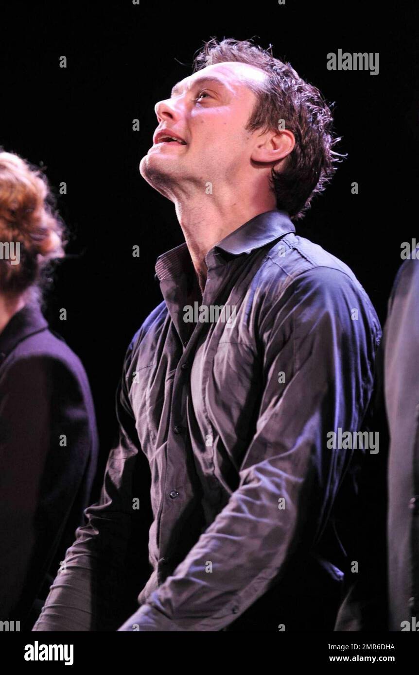 Actor Jude Law performs on the opening night of Hamlet on Broadway and ...